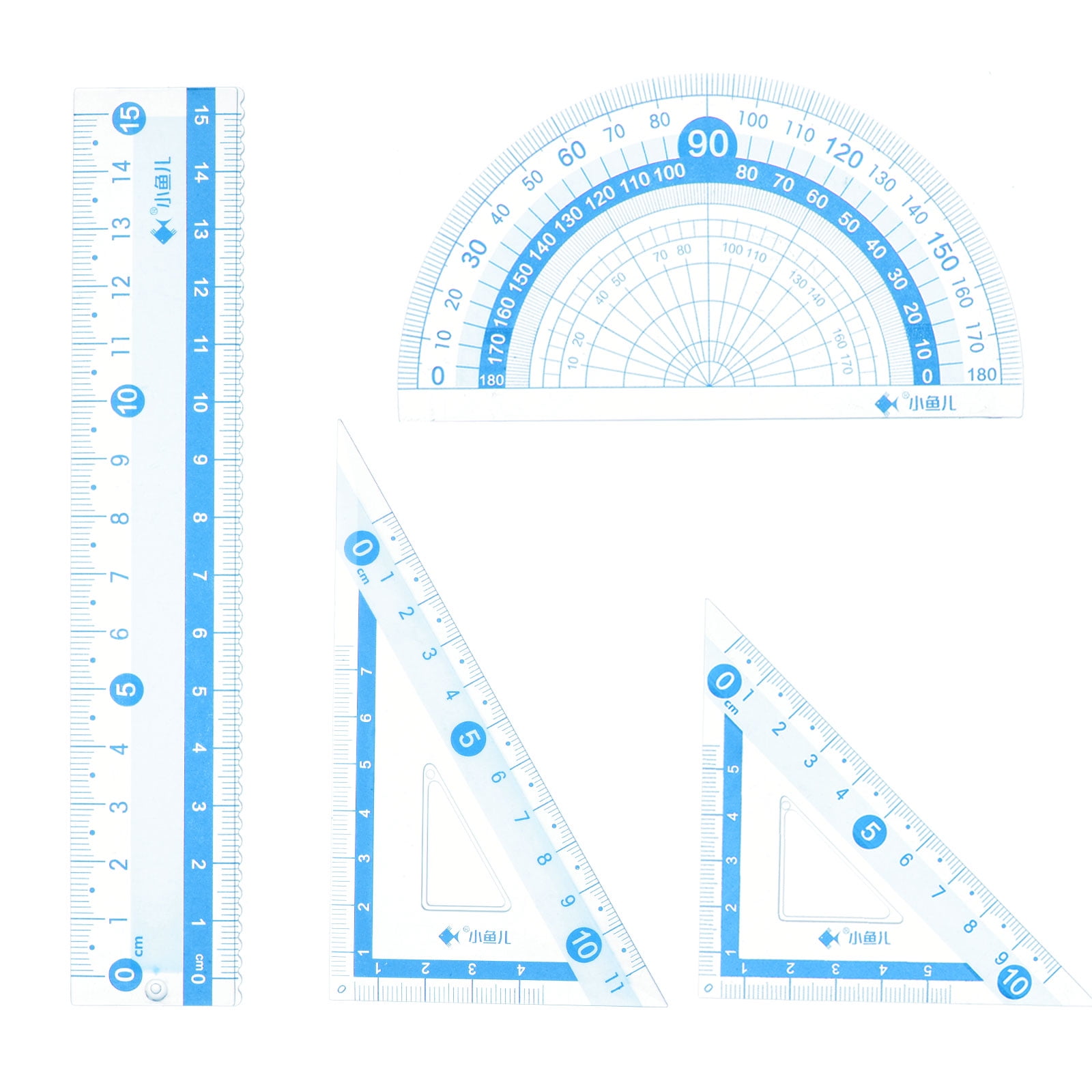 Uxcell 4piece Ruler Set 15cm Straight Ruler Protractor Triangle Rulers ...