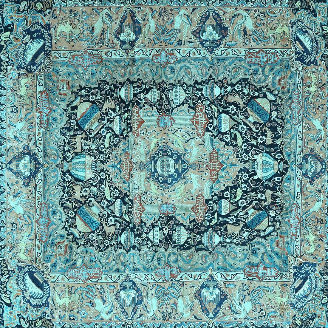Ahgly Company Indoor Square Animal Light Blue Traditional Area Rugs, 6 ...