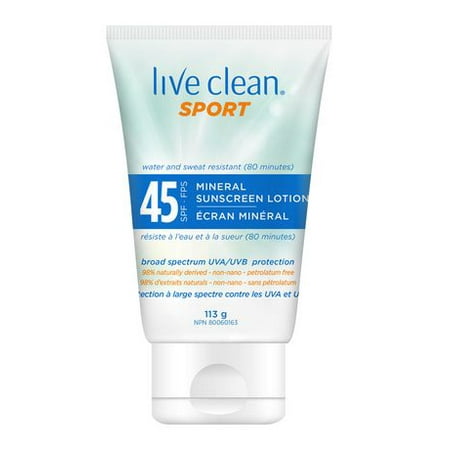 Live Clean Sport Mineral Sunscreen Lotion SPF 45 | Walmart Canada
