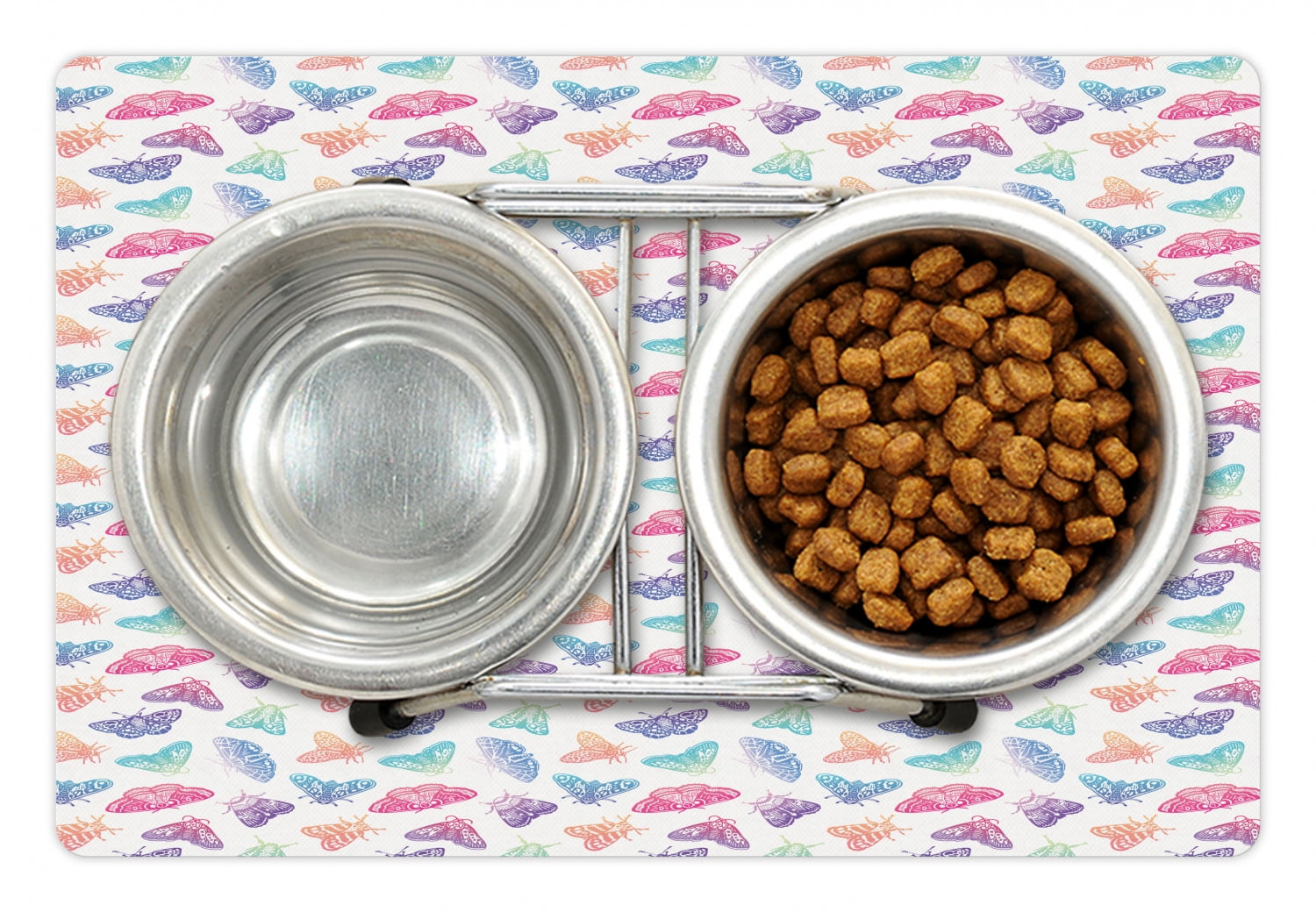 Butterfly Pet Mat for Food and Water, Vivid Insects Pattern in Gradient ...