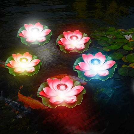 (Red) Solar Lotus Lantern for Outdoor,Floating Pool Lights Solar RGB ...