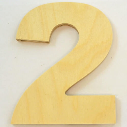 Package of 1, 16 Inch X 1" Baltic Birch "2" Plywood Numbers In The ...