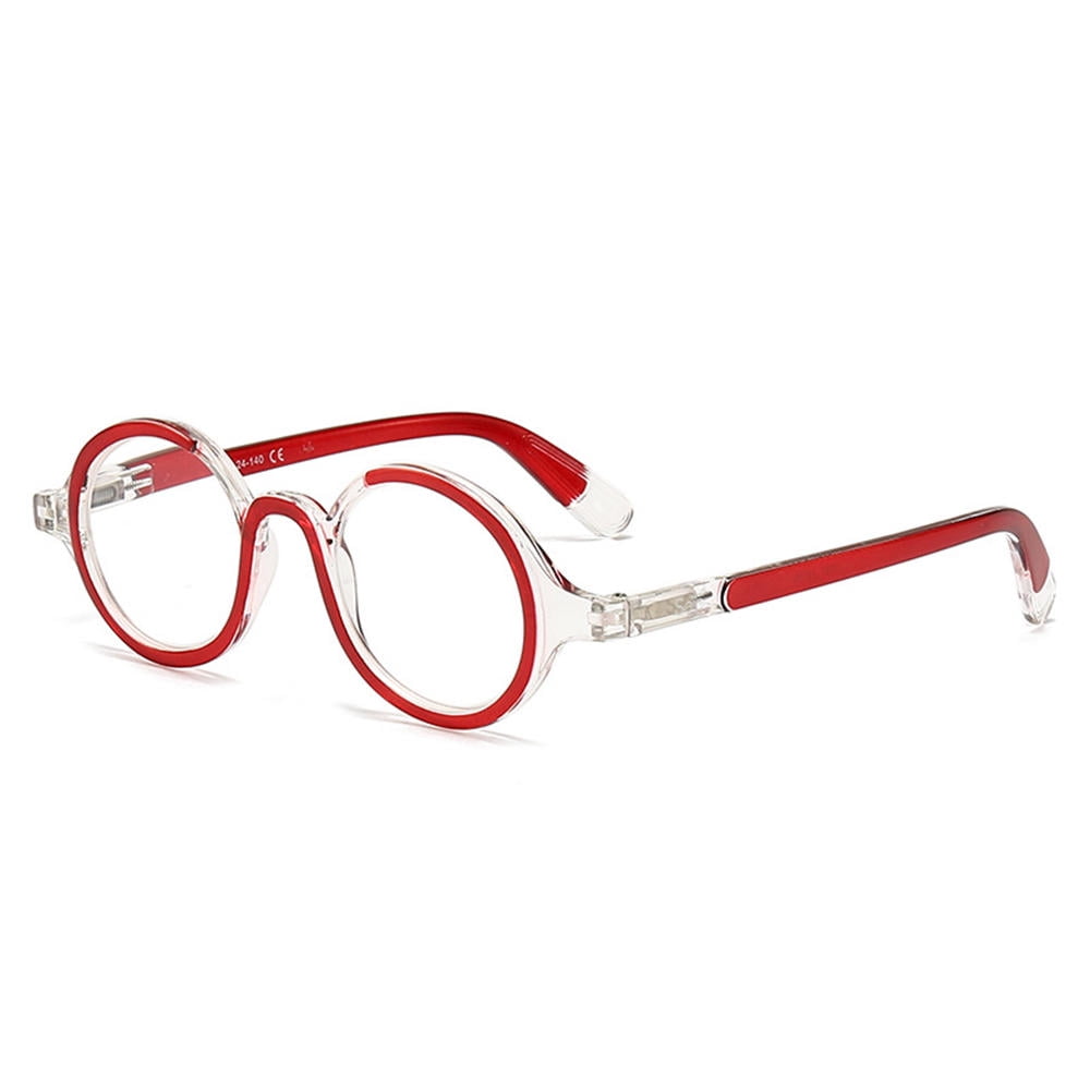 YUANOU Vintage Round Frame Reading Glasses Middle aged Eyeglasses Blocking Blue High definition Light Hyperopia Eyewear Red 250