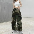 Avdjesfny Womens Baggy Cargo Camo Print Pants Y2k Streetwear Hop