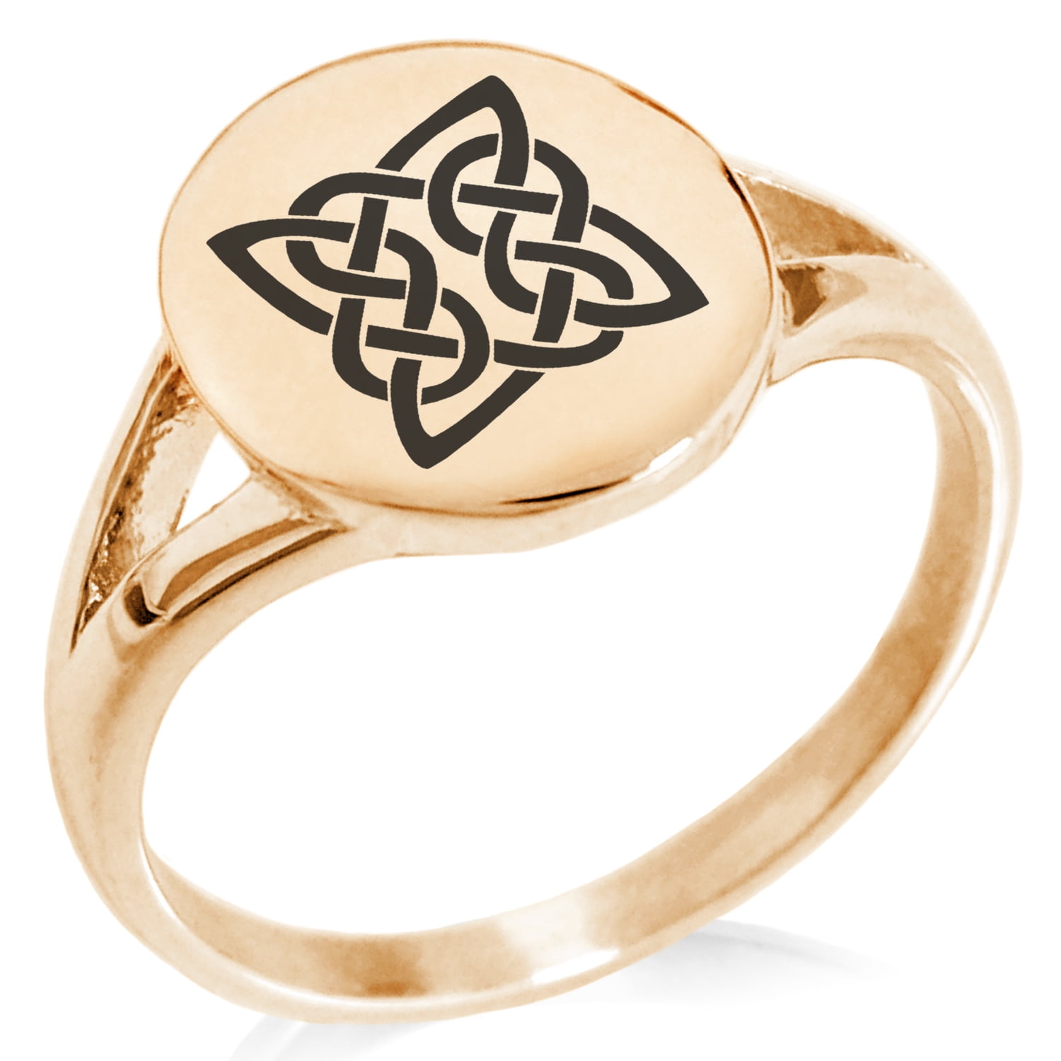 Stainless Steel Celtic Quaternary Eternity Knot Minimalist Oval Top ...