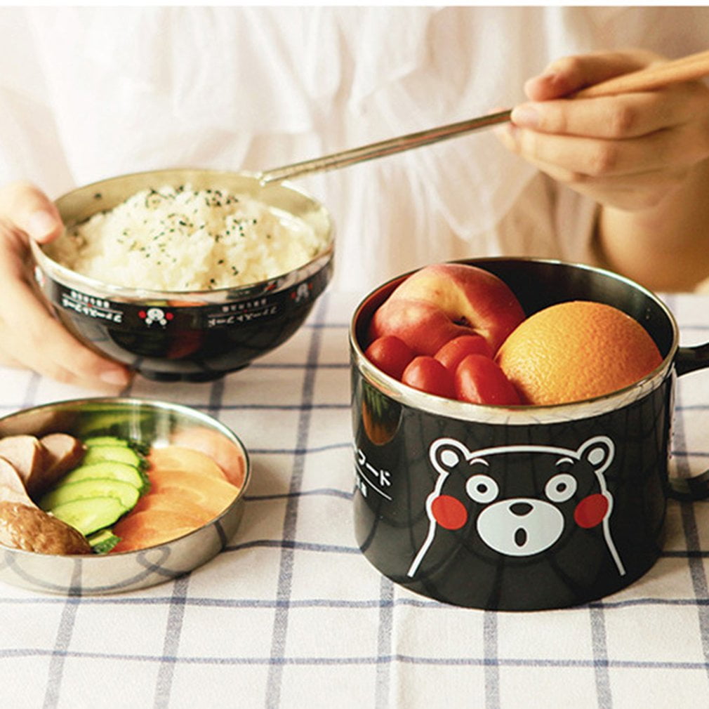 Stainless Steel Noodle Bowl With Handle Food Container Rice Bowl ...