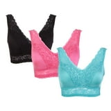 Rhonda Shear Pin Up Lace Overlay Bra 3-pack_567051_Floral_482 - Walmart.com