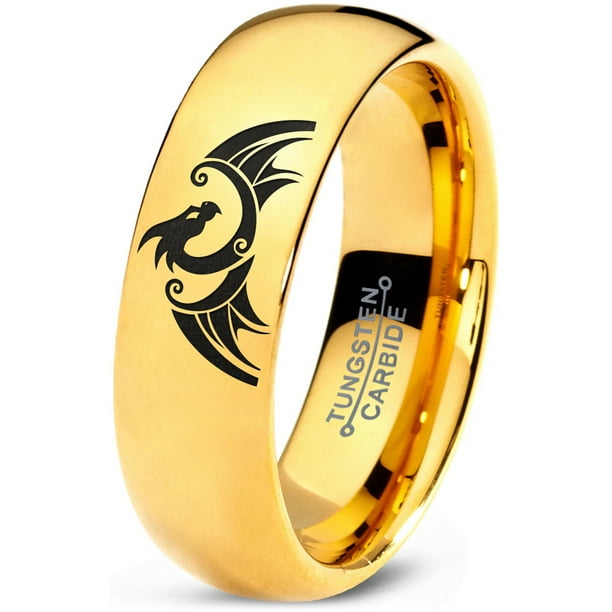 Tungsten Dragon Dragons Fire Breather Folklore Band Ring 7mm Men Women ...
