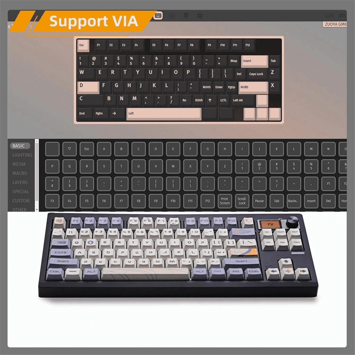 GMK87 Mechanical Keyboard KIT with Display Screen RGB Backlit Gasket ...