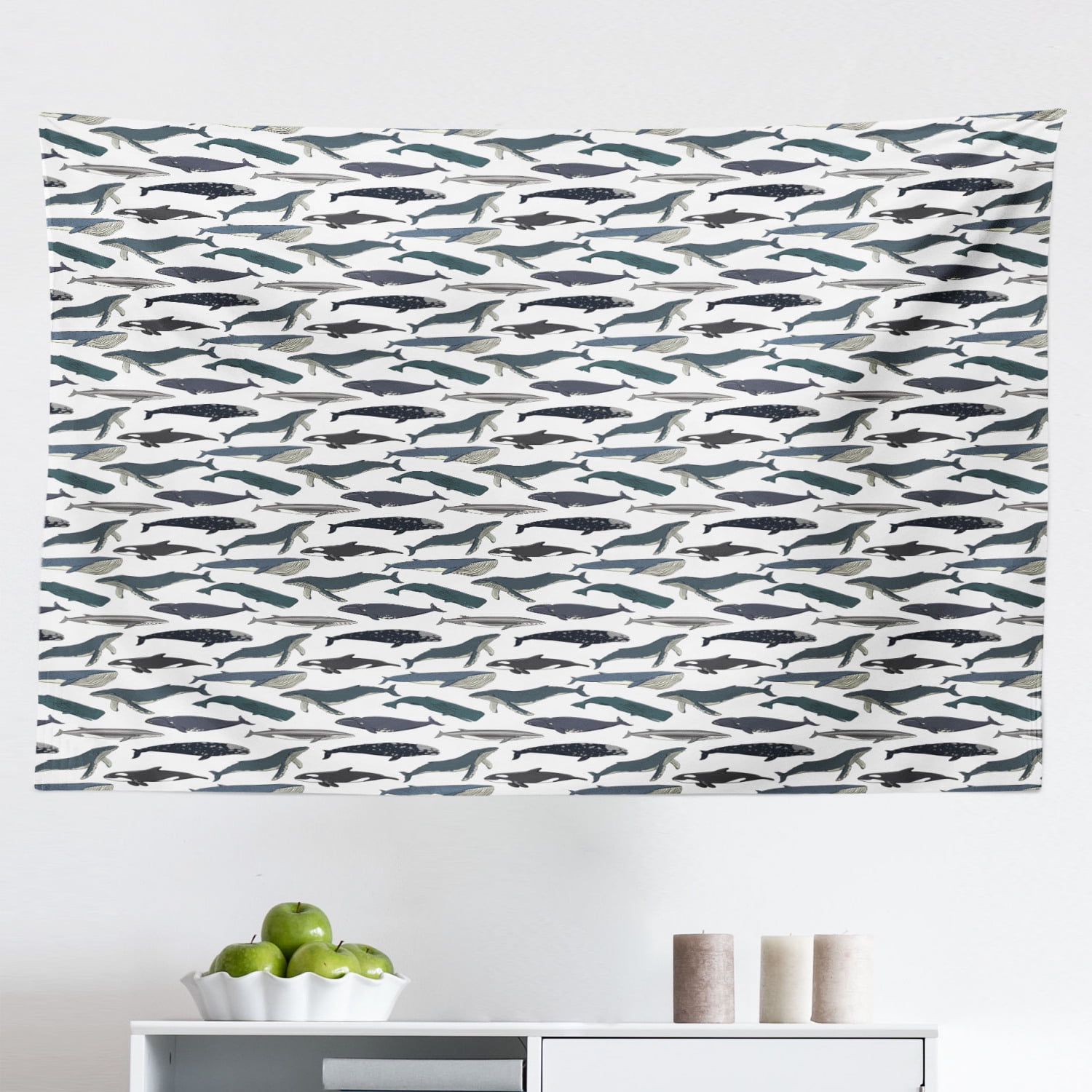 Whales Tapestry, North Pacific Killer Bowhead Humpback Minke Whale ...