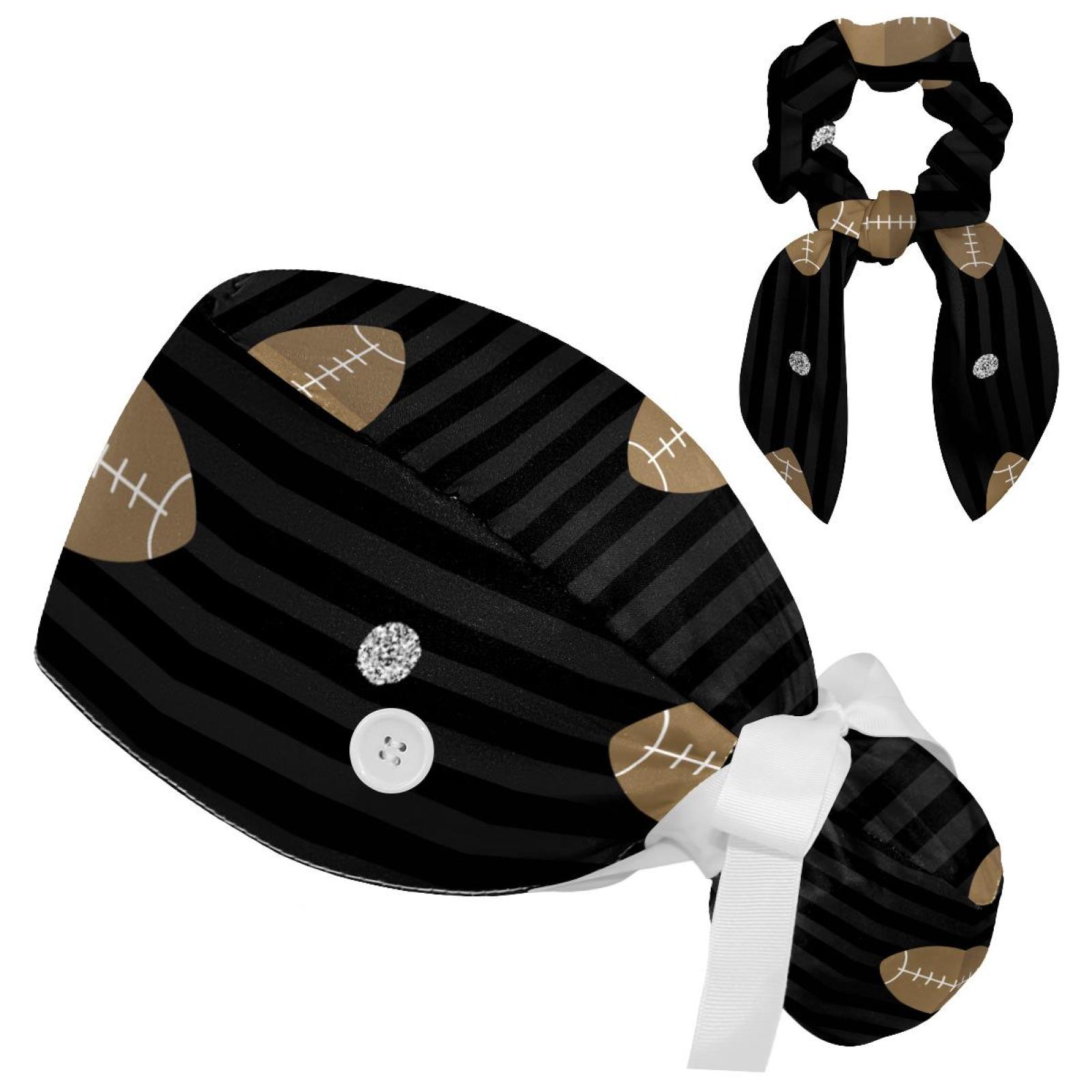 Working Cap with Buttons and Sweatband Scrub Hat Bouffant Caps with ...