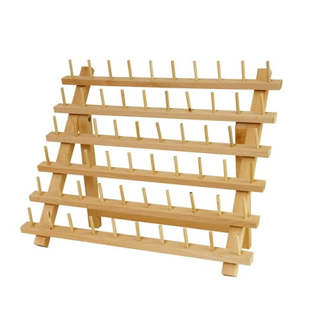 Onever Solid Wood Shelf Folding Spool Storage Rack Sewing 60-Spool ...