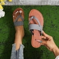 hzomhy Women's Flat Slippers Round Open Toe Toe Post Breathable ...