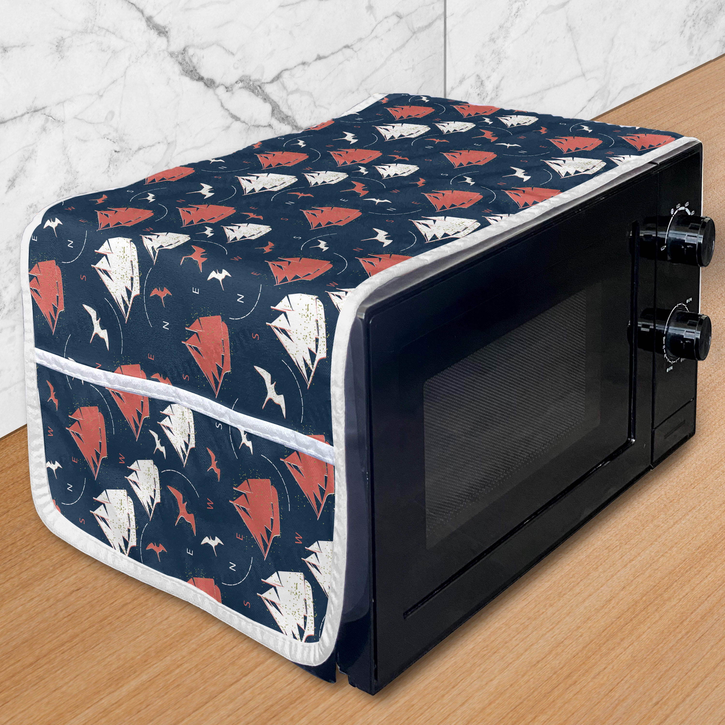 Marine Microwave Oven Cover, Nautical Pattern with Grunge Sailboats ...