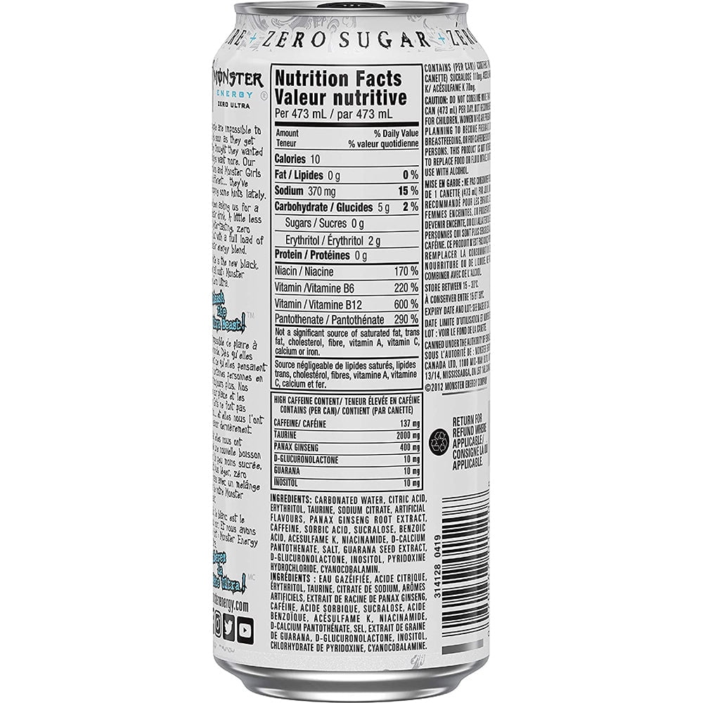 Monster Energy, Zero Ultra, 473mL cans, Pack of 12 - Walmart.com