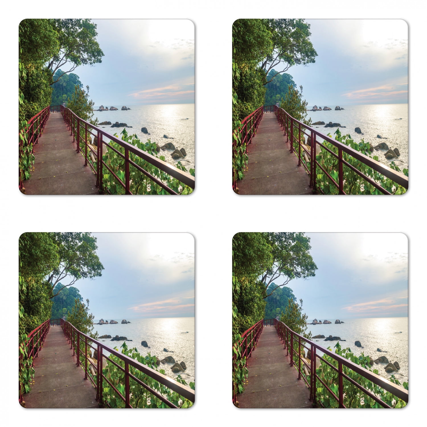 Beach Coaster Set of 4, Walkway and Jogging Track by Sea in Cinque ...