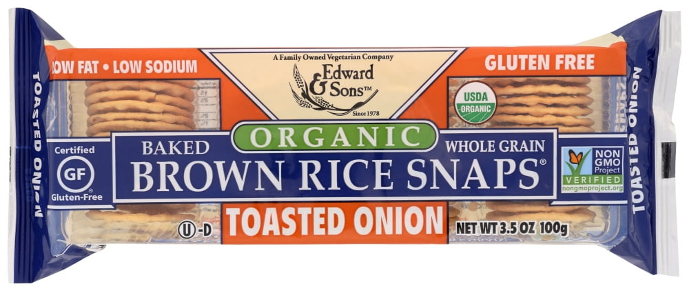 Edward & Sons Brown Rice Snaps, Toasted Onion, 3.5 Oz. - Walmart.com