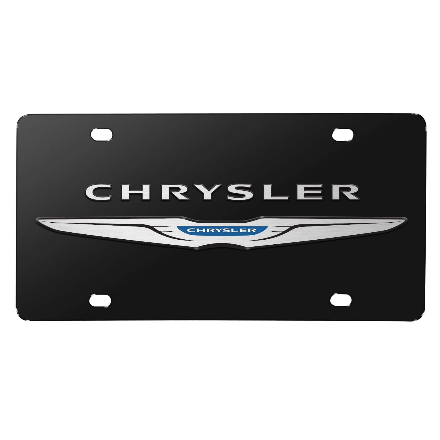Chrysler 3D Dual Logo Black Stainless Steel License Plate - Walmart.com