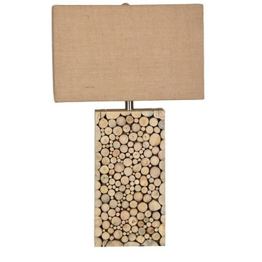Rectangular Shade Table Lamp With Wood & Metal Base Set of 2, Natural ...