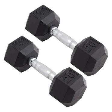Signature Fitness Hex Dumbbells Strength Workout Equipment Set, 30 lbs ...