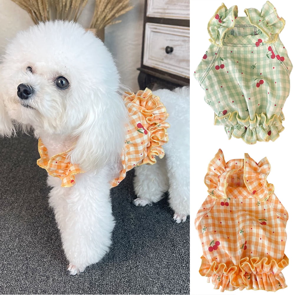 Cheers.US New cherry Plaid bust cute teddy panda clothes pet clothes ...