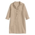 WRFWUL Women's Cotton Long Sleeve Shirt Dresses Button Down Lapel ...