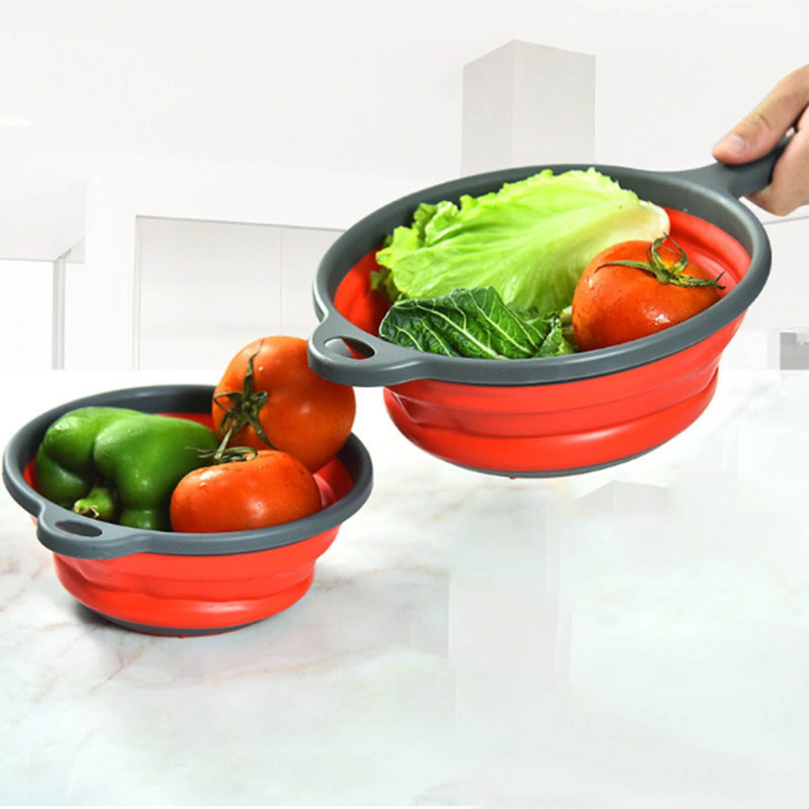 Foldable Silicone Colander Collapsible Colanders With Handles Space ...