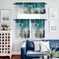 Abstract Art Kitchen Curtains Valances 3 Piece Set, Turquoise White ...