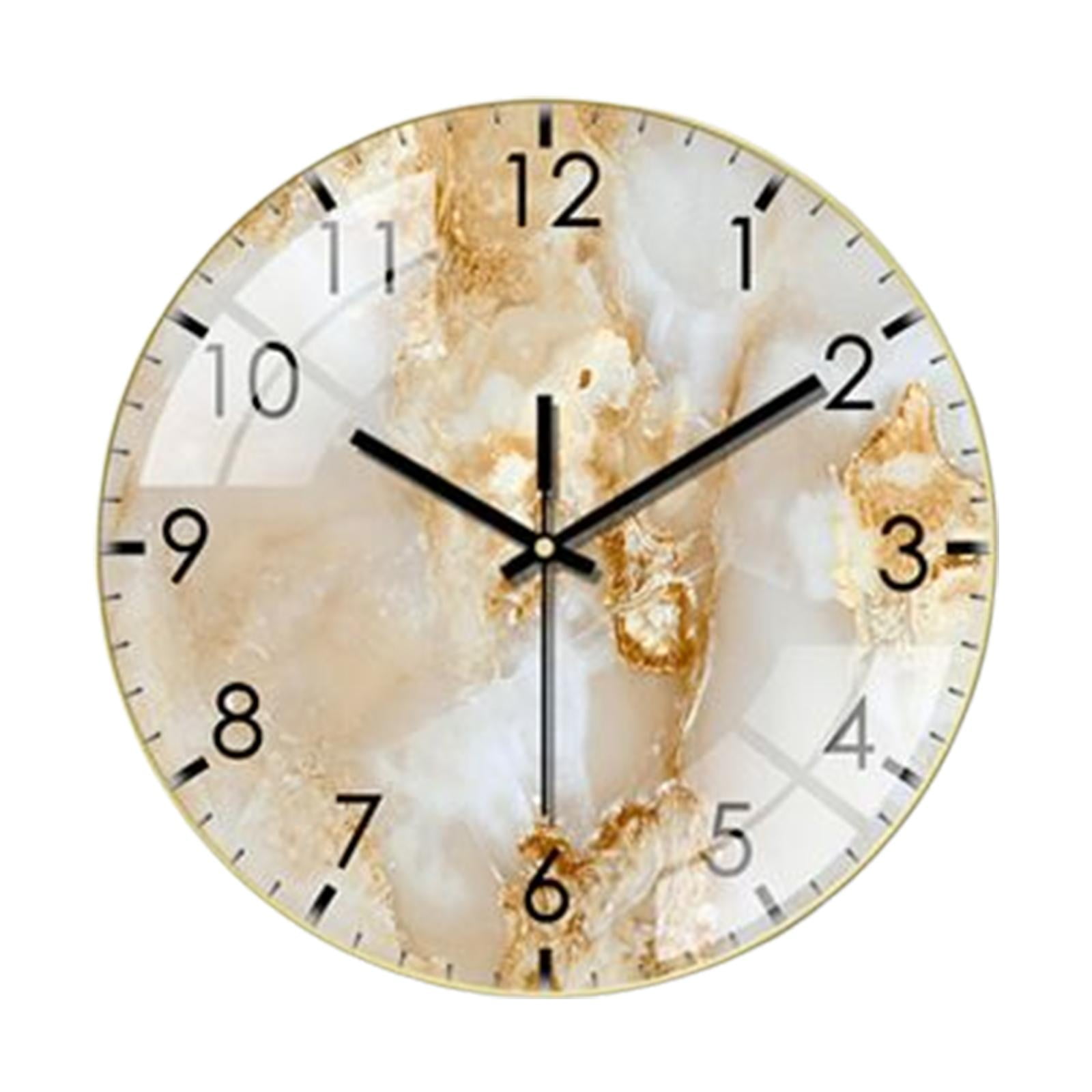 Modern Wall Clock Marbling Round 12 inch Silent Clock Non Ticking ...
