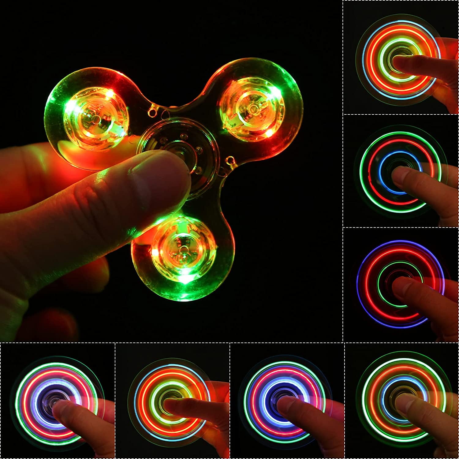 Buy SCIONE Fidget Spinner LED 5 Pack, Christmas Party Favors Light up ...