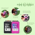 PYYAN-67XL Combo Pack Ink Replacement for hp Ink 67 for hp 67 Ink ...
