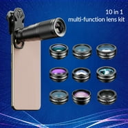 APEXEL 10-Piece Phone Camera Lens Kit: 0.63X Wide Angle, 15X Macro, 198 ...