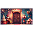Carnival Welcome Banner Circus Clown Elephant Balloons Tent Backdrop ...