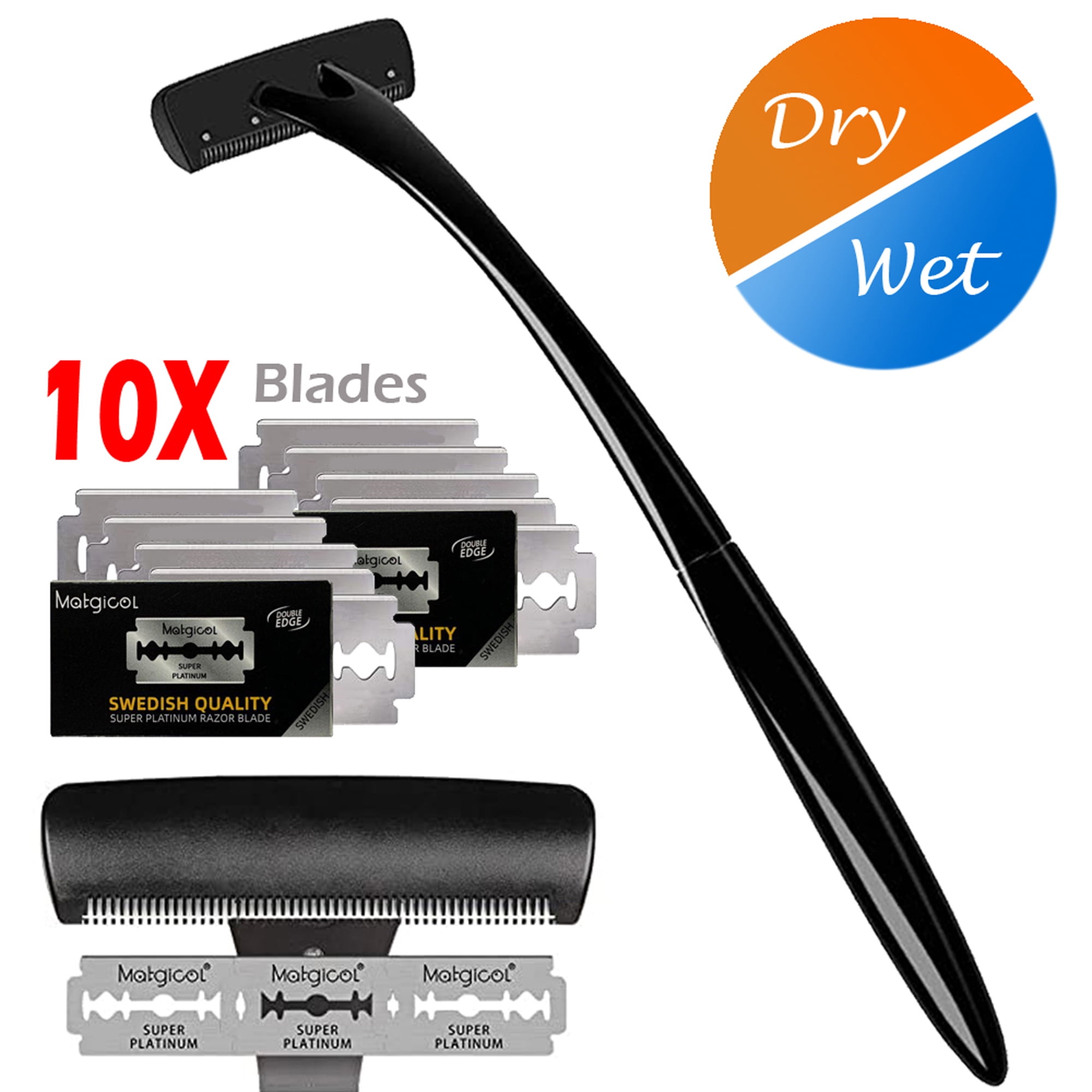 IMAGE Lengthen Back Hair Shaver with Curved Ergonomic Handle Wet / Dry ...