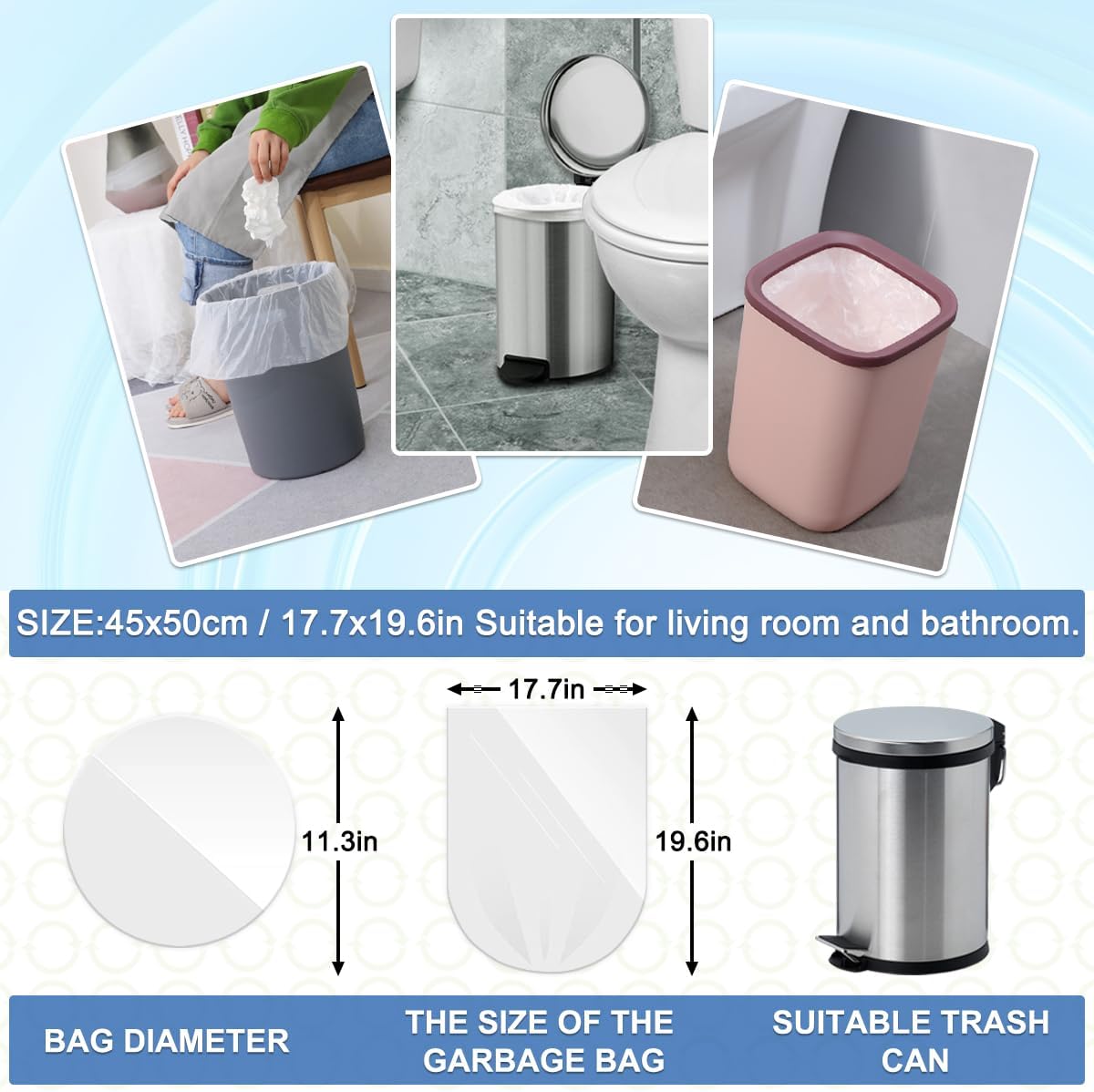 XUXRUS Bathroom Small Trash Bags 3 Gallon Garbage Bags For Home Office XUXRUS Bathroom Small Trash Bags 3 Gallon Garbage Bags For Home Office