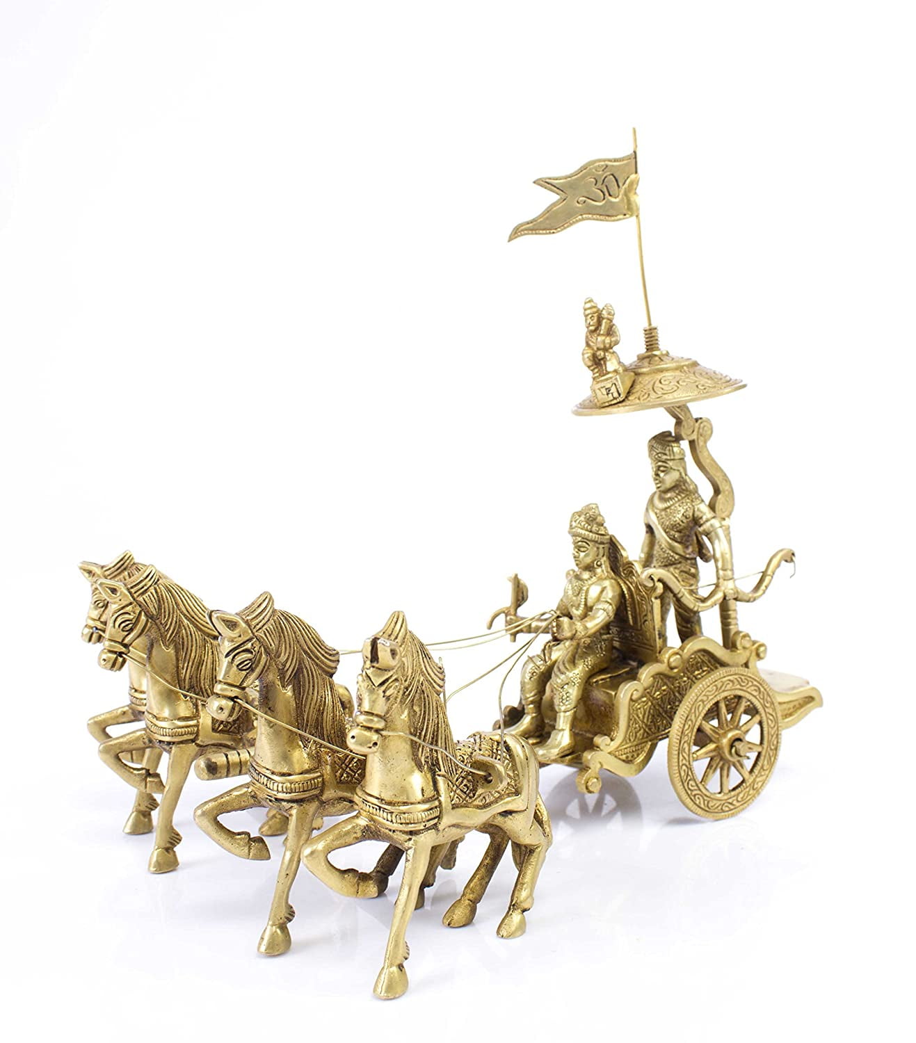 Brass Chariot With Krishna & Arjuna/Krishna Arjuna Rath With Vijay ...