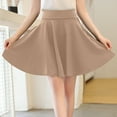 Womens Casual Stretchy Flared Pleated Mini Skater Skirt With Shorts