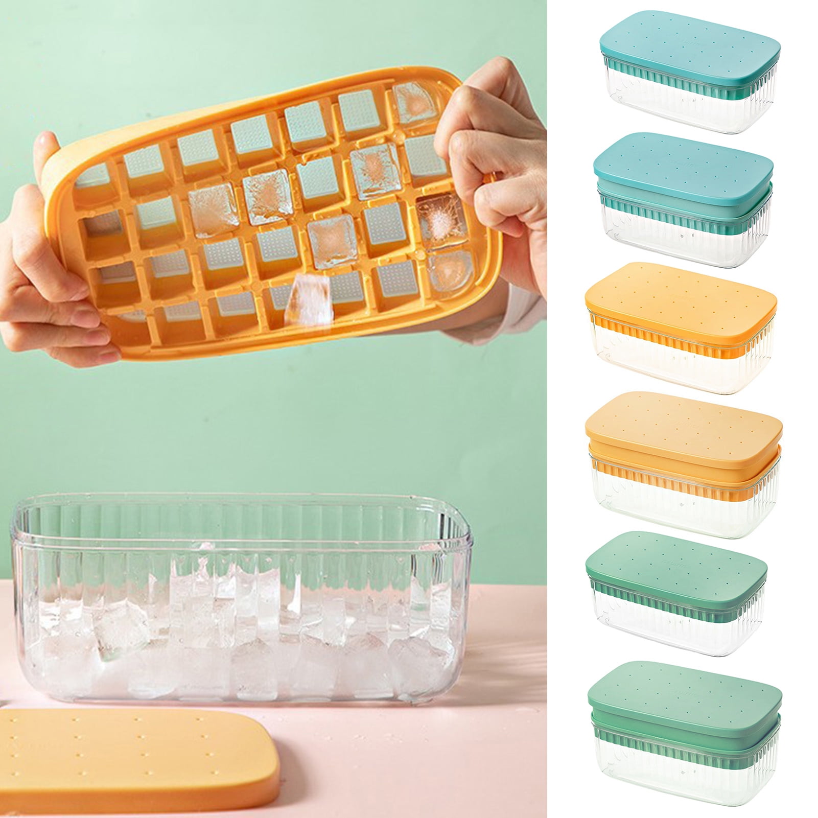 Ice Tray Set with Lid - 28/56 Grids - Reusable - Transparent Storage ...