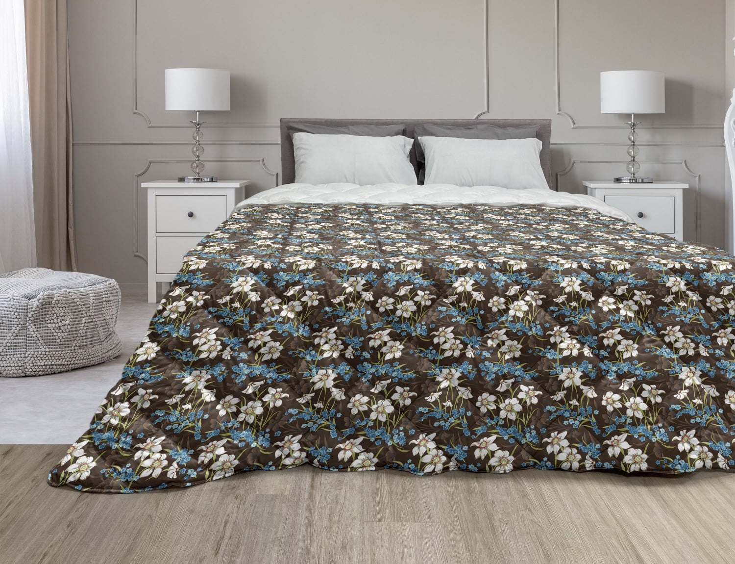 Brown and Blue Down Alternative Comforter, Middle Eastern Inspired ...