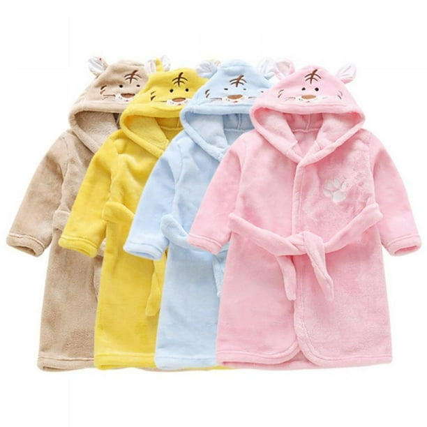 SYNPOS Boys Girls Bathrobes For 1-7 Years, Toddler Kids Hooded Robes ...