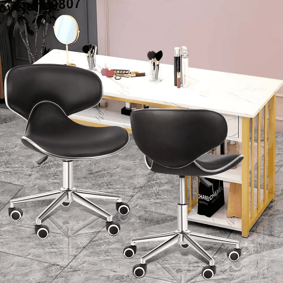 Magshion Set of 2 Adjustable Rolling Bar Stools with Backrest, Spa ...