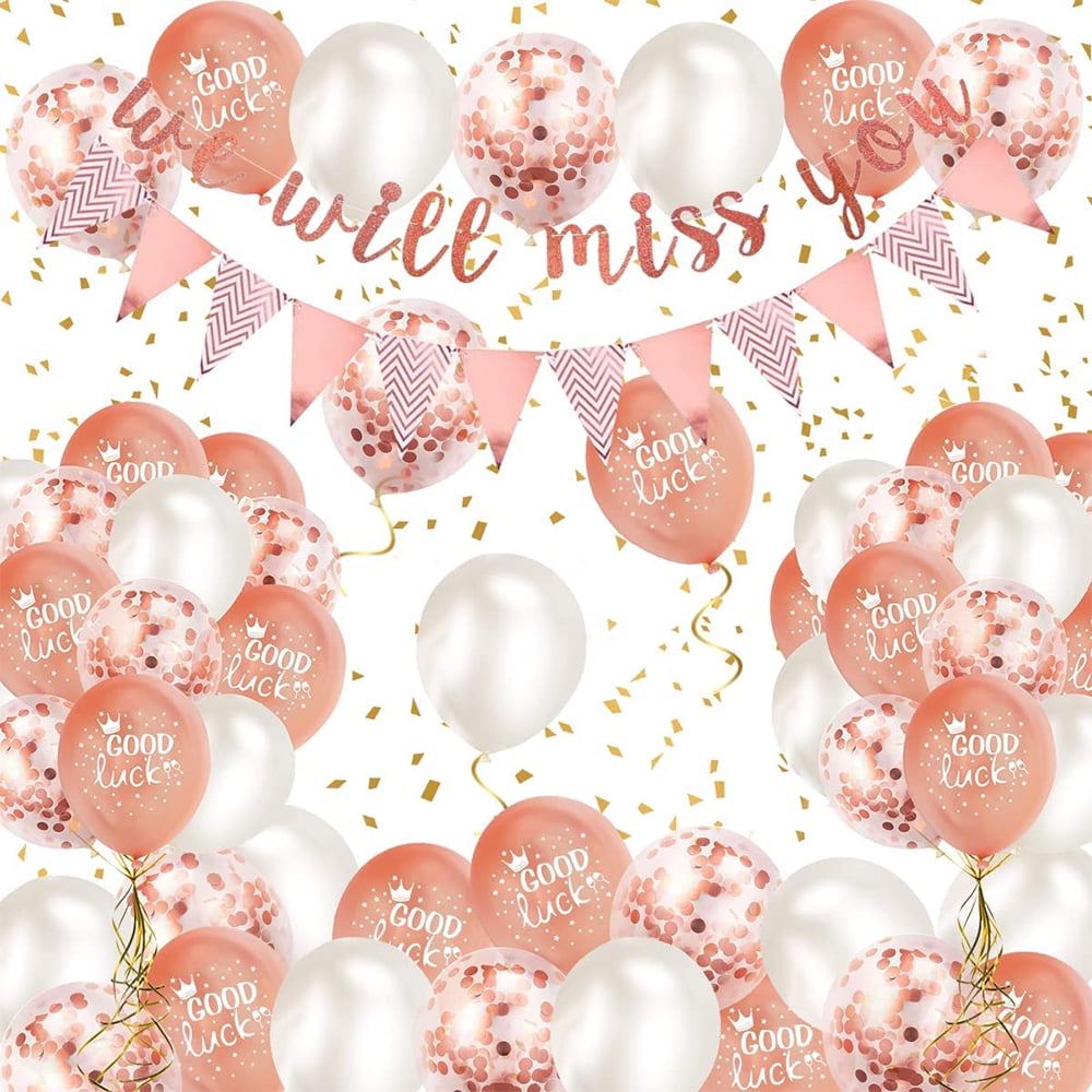 Rose Gold Farewell Party Decorations, We Will Miss You Banner, Going ...