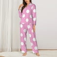 Hirioo Pink And White Polka Dot for Women's Pajama Sets 2 Piece Pjs Women's Long-Sleeved Pajama ...