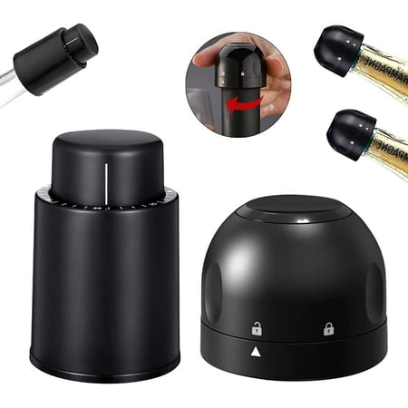 QUETO 4 Pieces Vacuum Wine Stopper Champagne Stopper 2 in 1 Reusable ...
