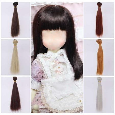 Doll Wig Pure Straight Hairpiece Long Synthetic Accessory Fur Mini Cute ...
