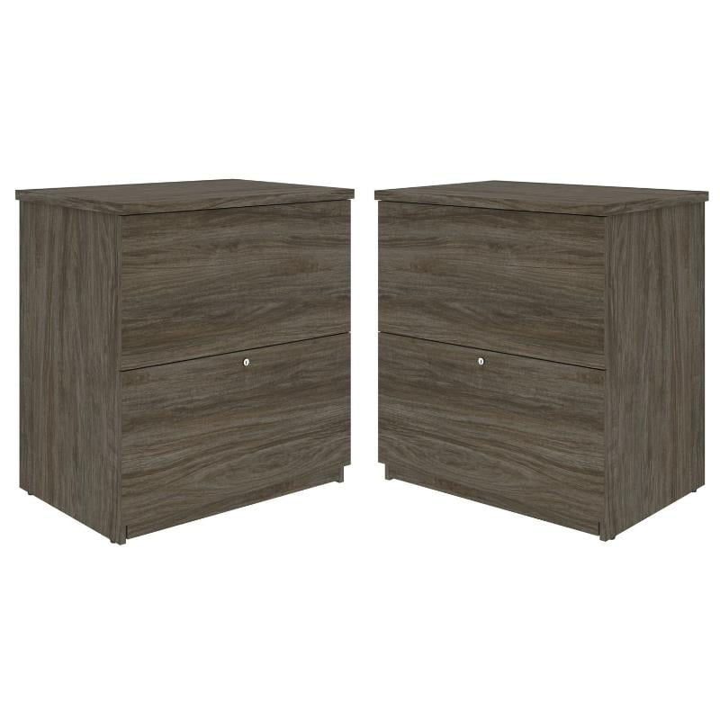 Home Square 2 Drawer Lateral Filing Cabinet Set in Walnut Gray (Set of ...