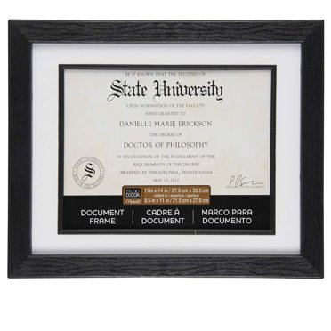 DAX Two-Tone Document Frame, Wood, 8.5 x 11, Black with Gold Leaf Trim ...