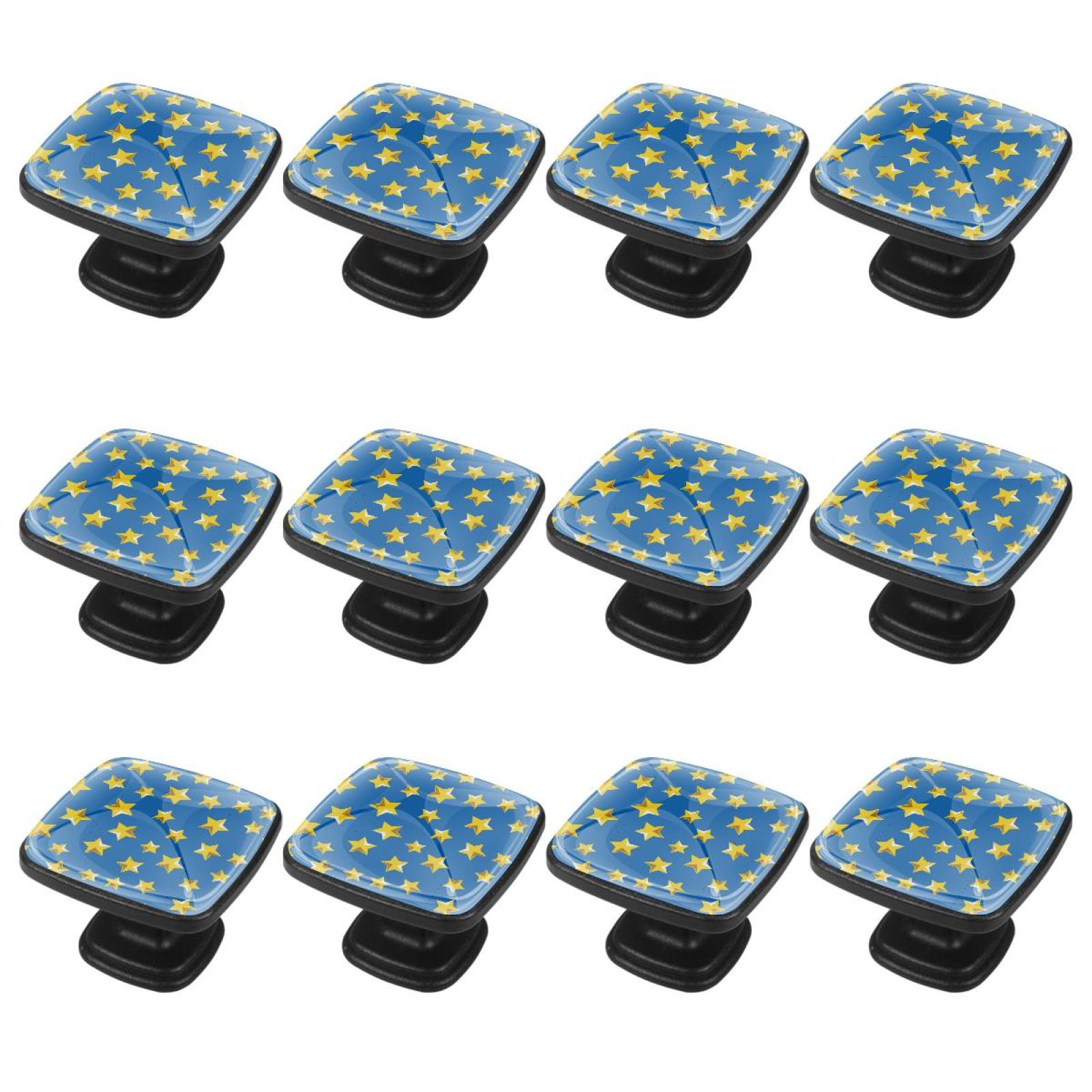 12 Pcs Cabinet Handle Drawer Pulls Yellow Star Knobs with Screws Square ...