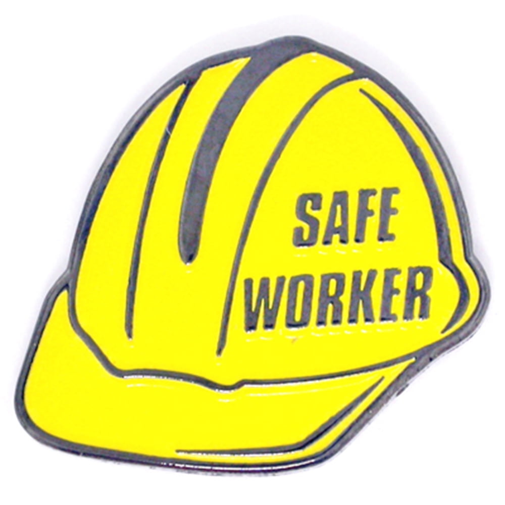Bright Yellow Safe Worker Hard Hat Safety Enamel Lapel Pin - Walmart.com