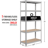 Topeakmart 4PCS 5-Tier Metal Boltless Storage Rack for Home Warehouse ...